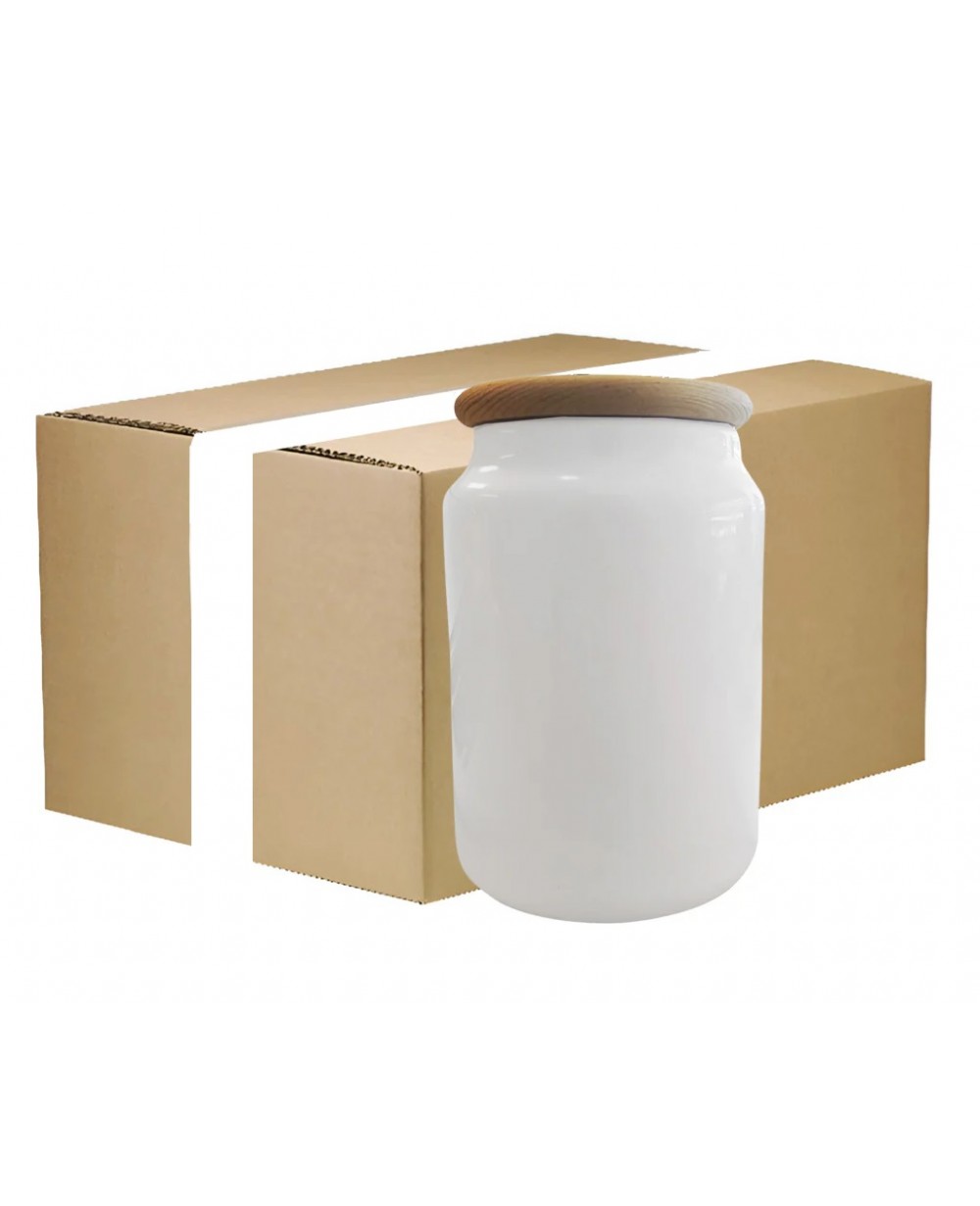 FULL CARTON - 24 x Ceramic Cookie Jars with Wooden Lid