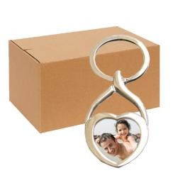 FULL CARTON - 200 x Heart-Shaped Blank Sublimation Metal Keyrings