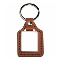 Keyring - 10 x Metal & PU Keyring - Rectangle Brown