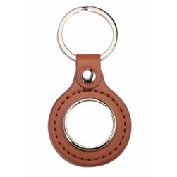 Keyring - 10 x Metal & PU Keyring - Round - Brown